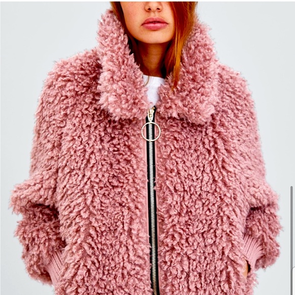 Zara | Jackets & Coats | Zara Pink Shearling Jacket | Poshmark